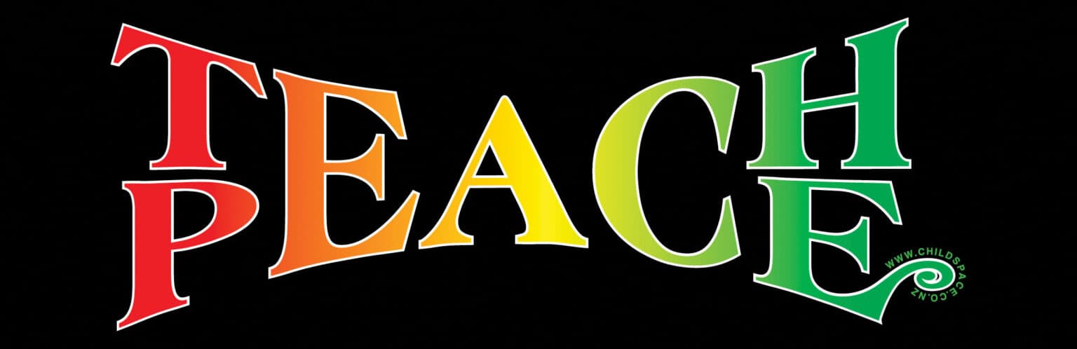 Teach Peace Glossy Bumper Sticker. Dimension are 180mm x 65mm