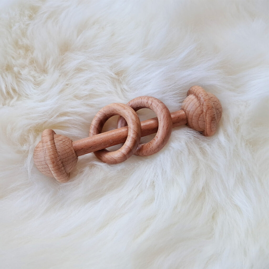Wooden Ring Rattle in Natural Wood